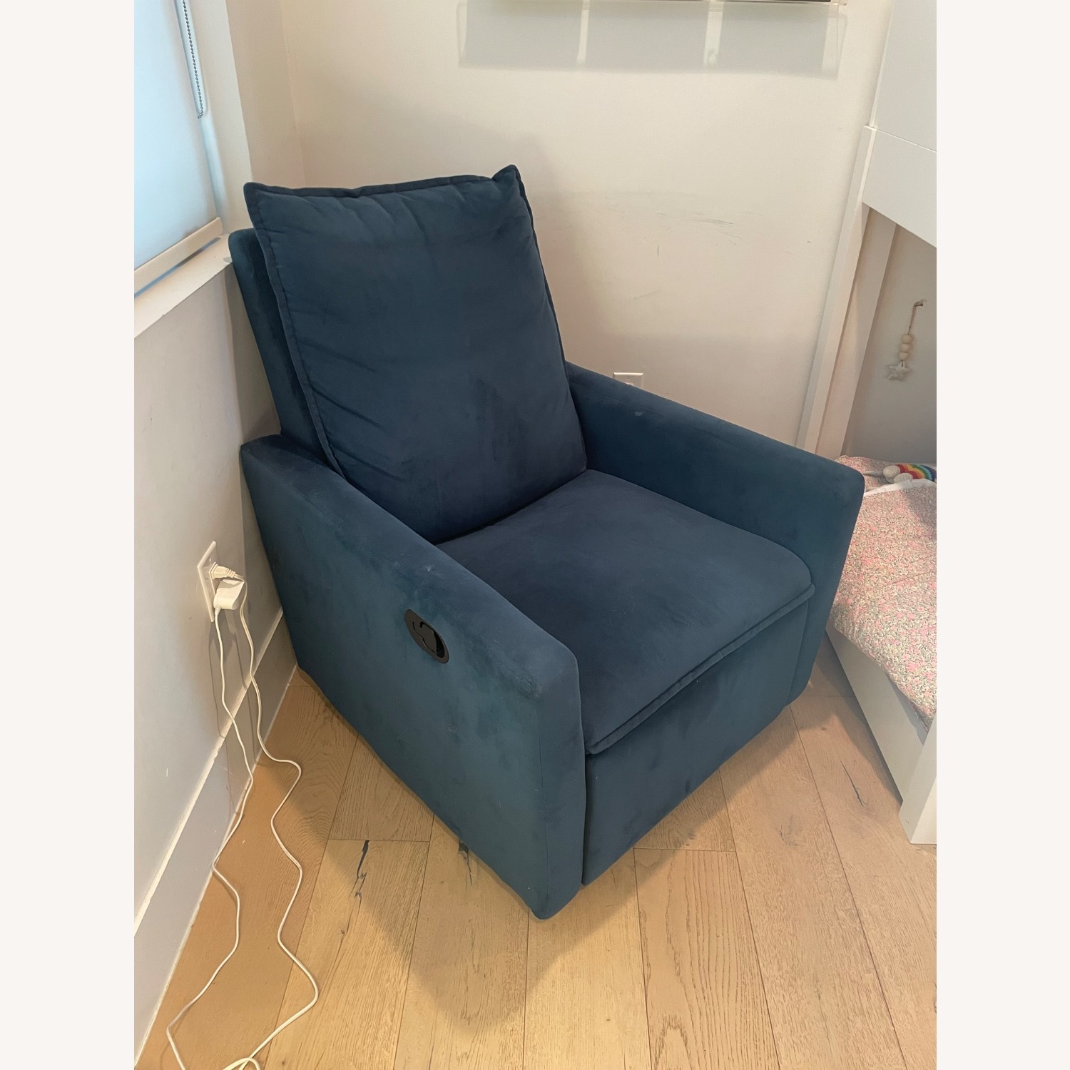 Pottery Barn Kids Blue Velvet Recliner - AptDeco