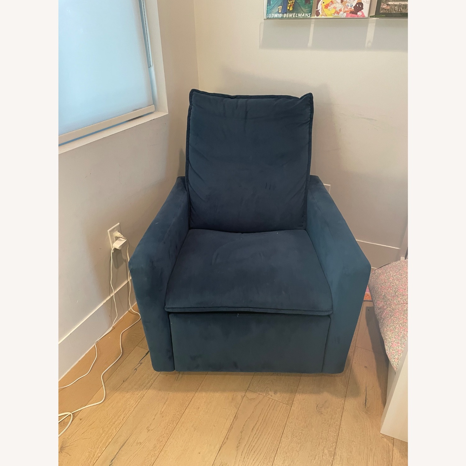 Pottery Barn Kids Blue Velvet Recliner - AptDeco