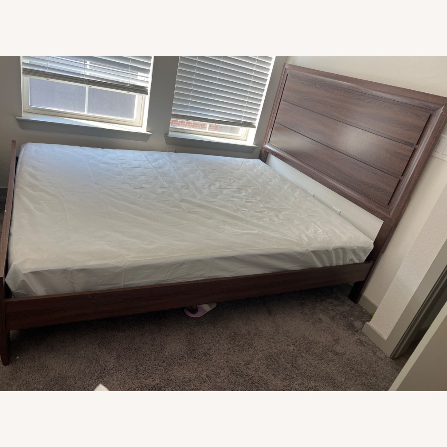 Dark Brown Wood Full Bed - AptDeco
