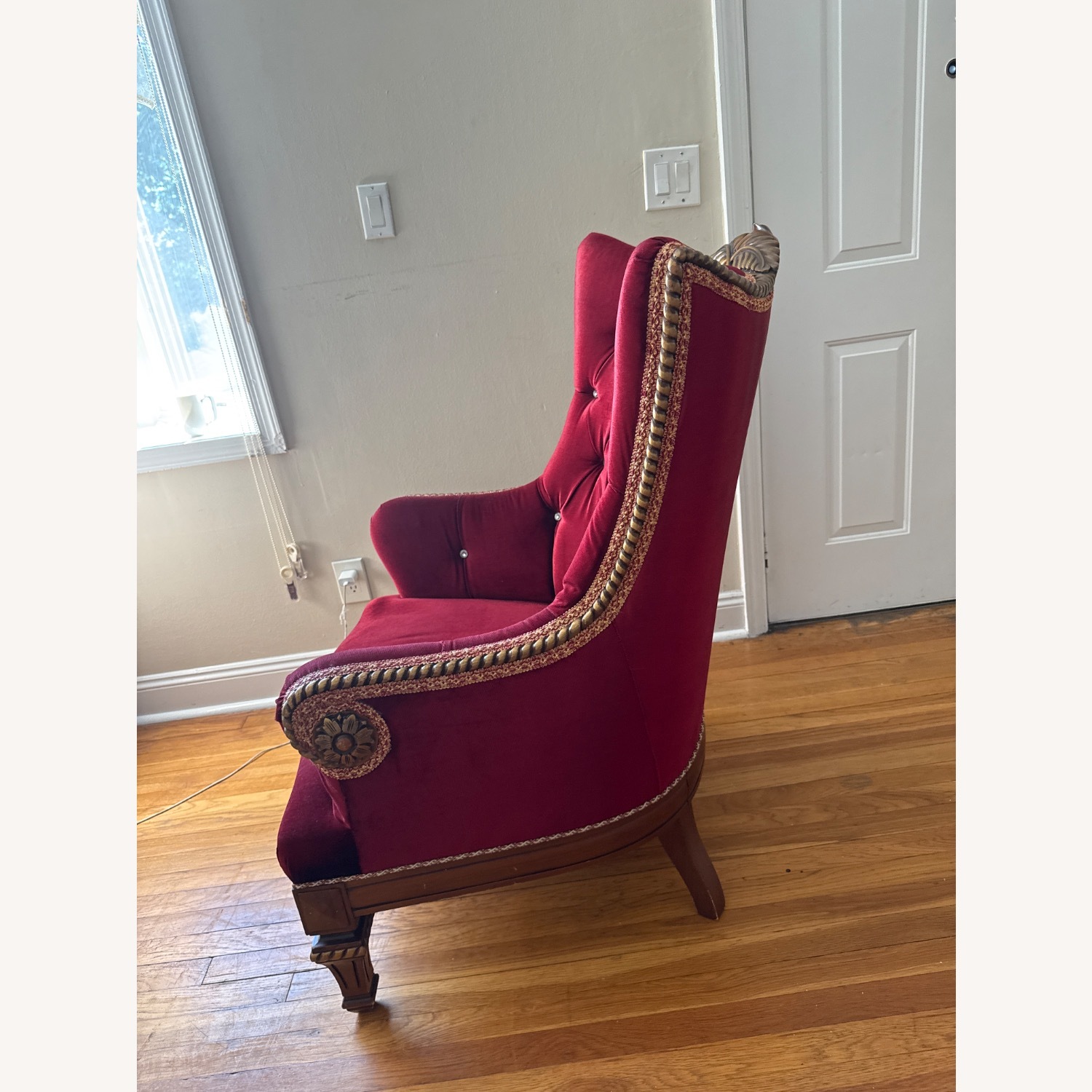 Red Fabric Armchair - AptDeco