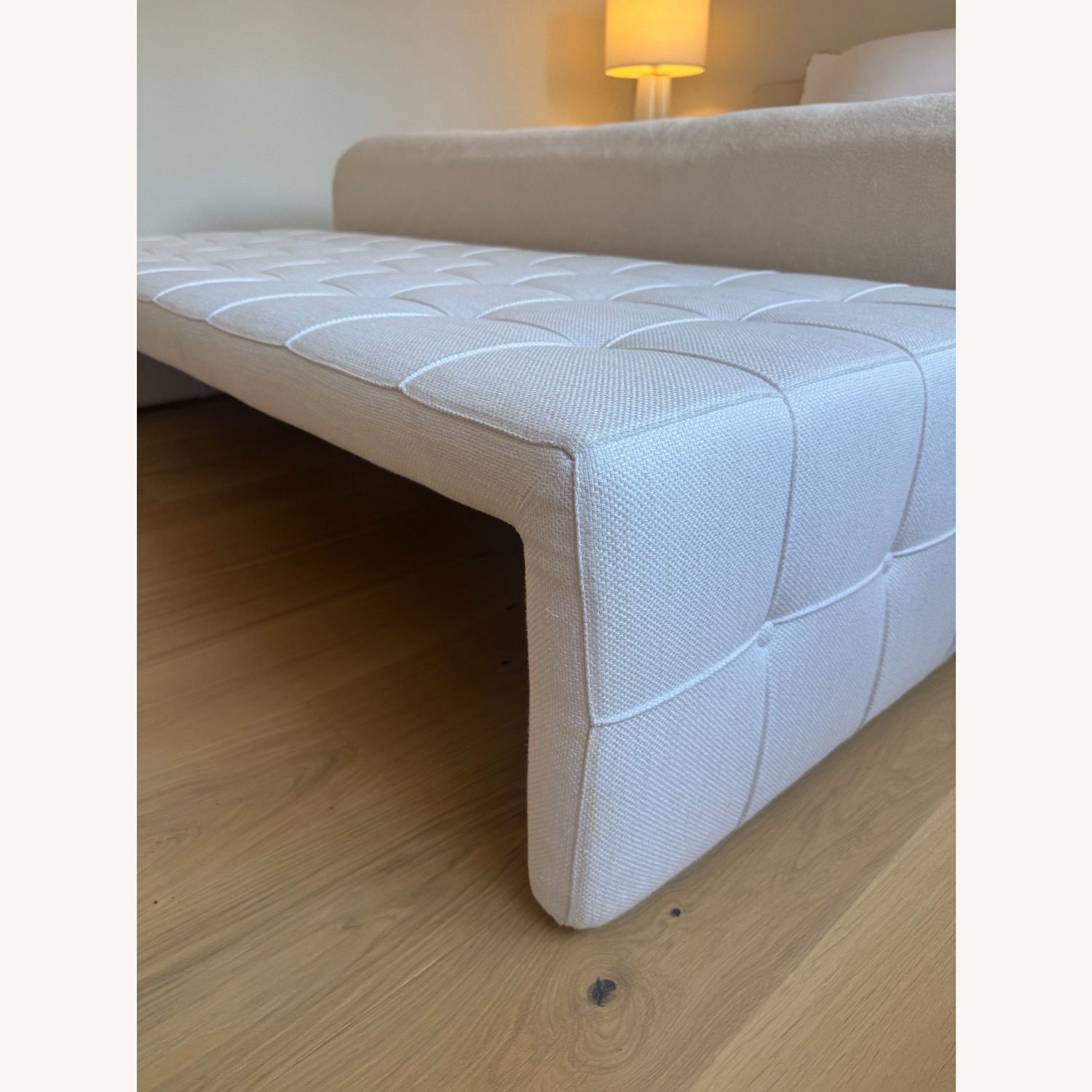 Porada Scarlett White Fabric Bench - AptDeco