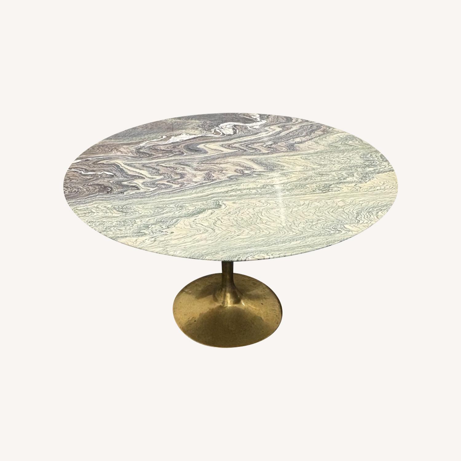 Custom Round Stone Dining Table - AptDeco