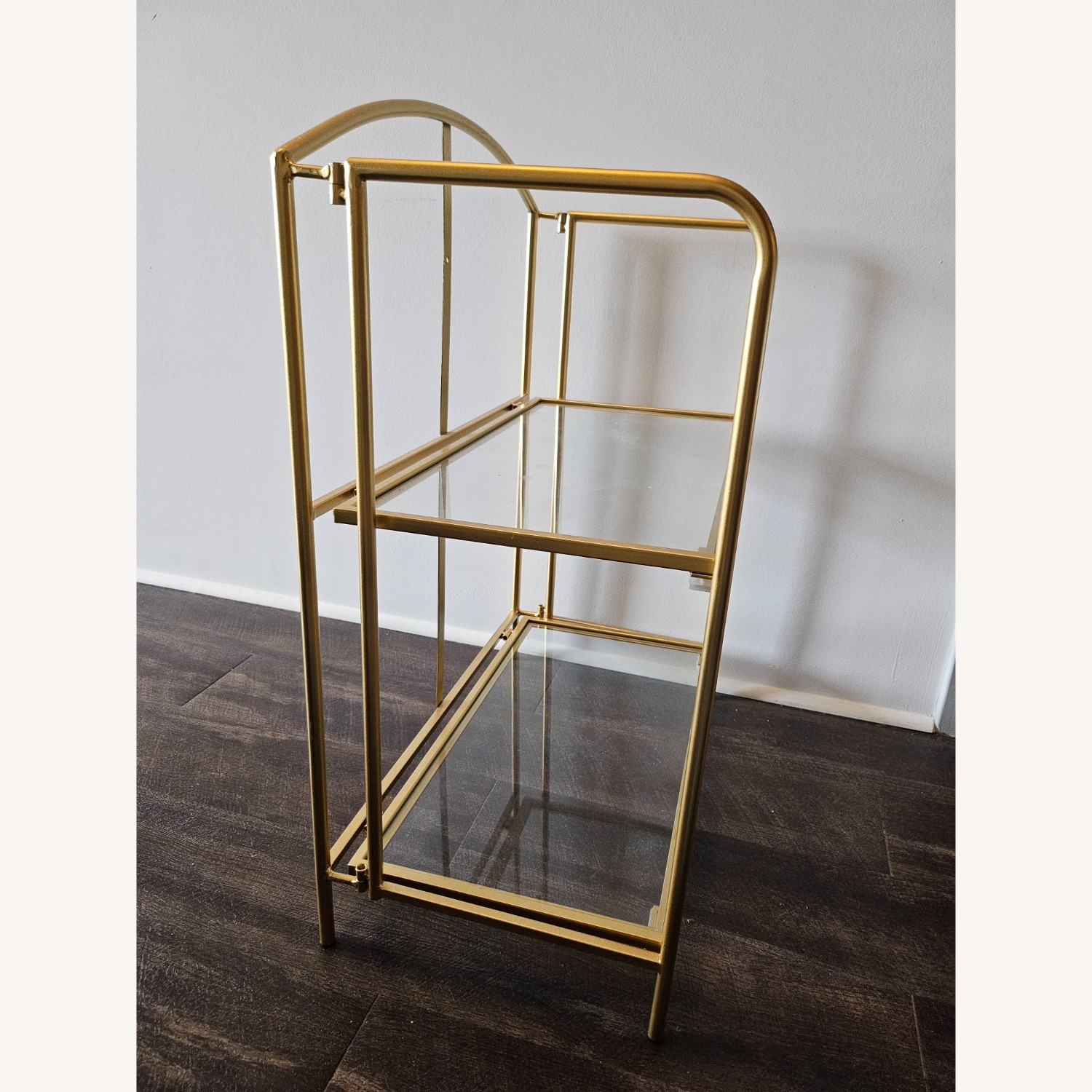 Foldable Metal and Glass Display Shelf - AptDeco