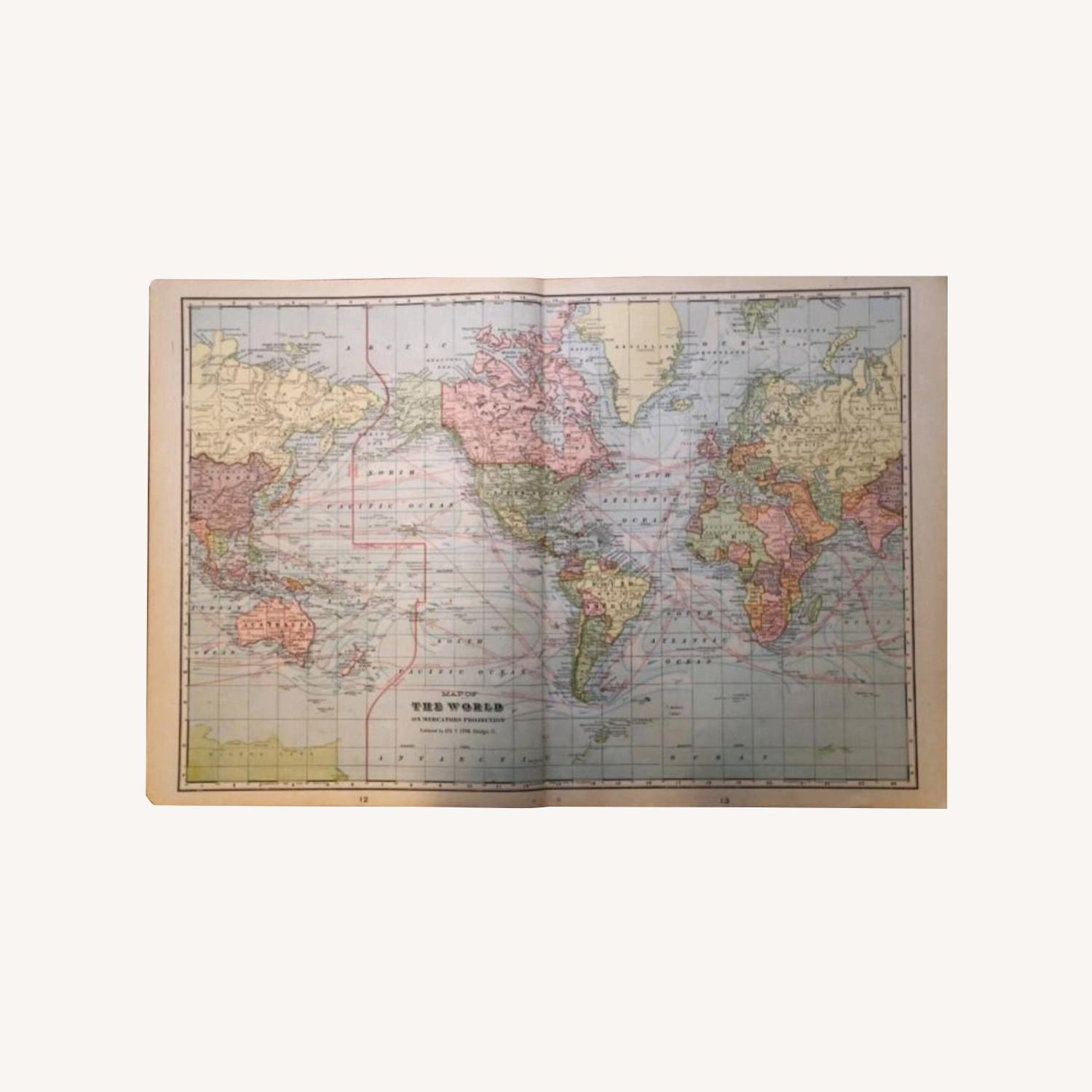 Antique 1901 World Map - AptDeco
