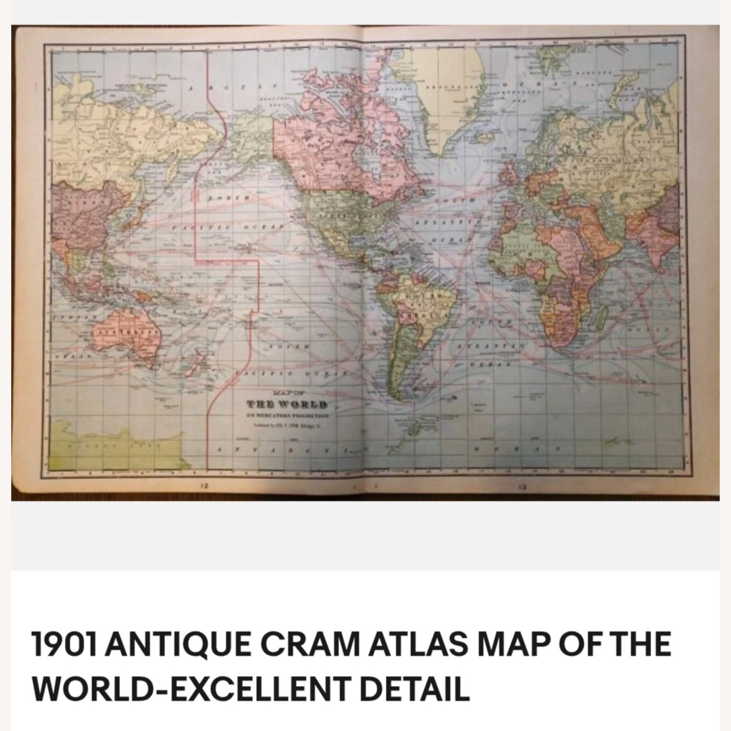 Antique 1901 World Map - AptDeco