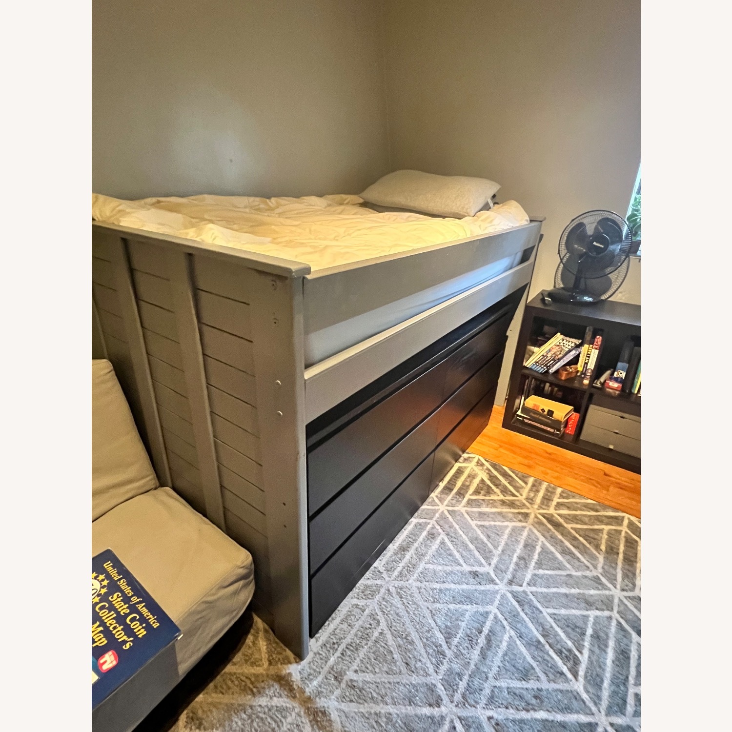 Light Gray Wood Captain Loft Bed - AptDeco