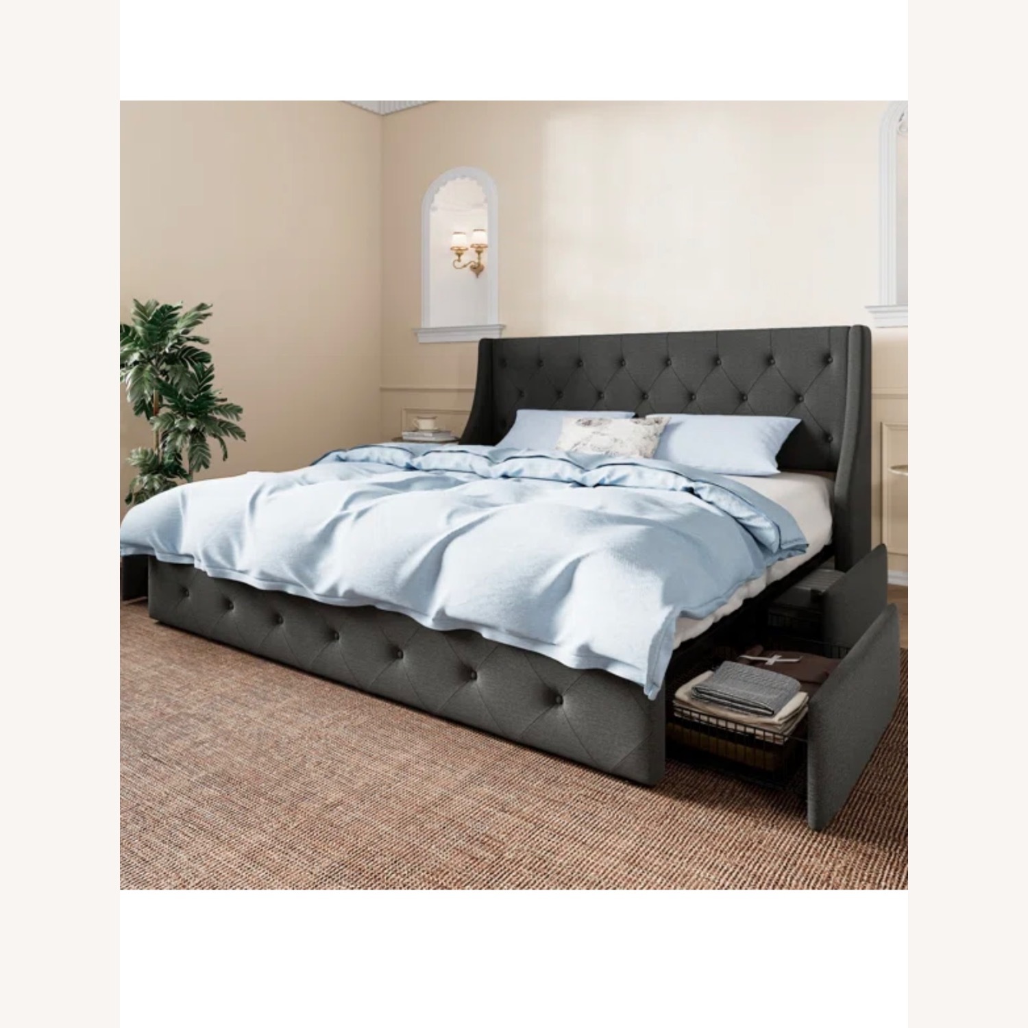 Brij Upholstered Wingback Storage Bed - AptDeco