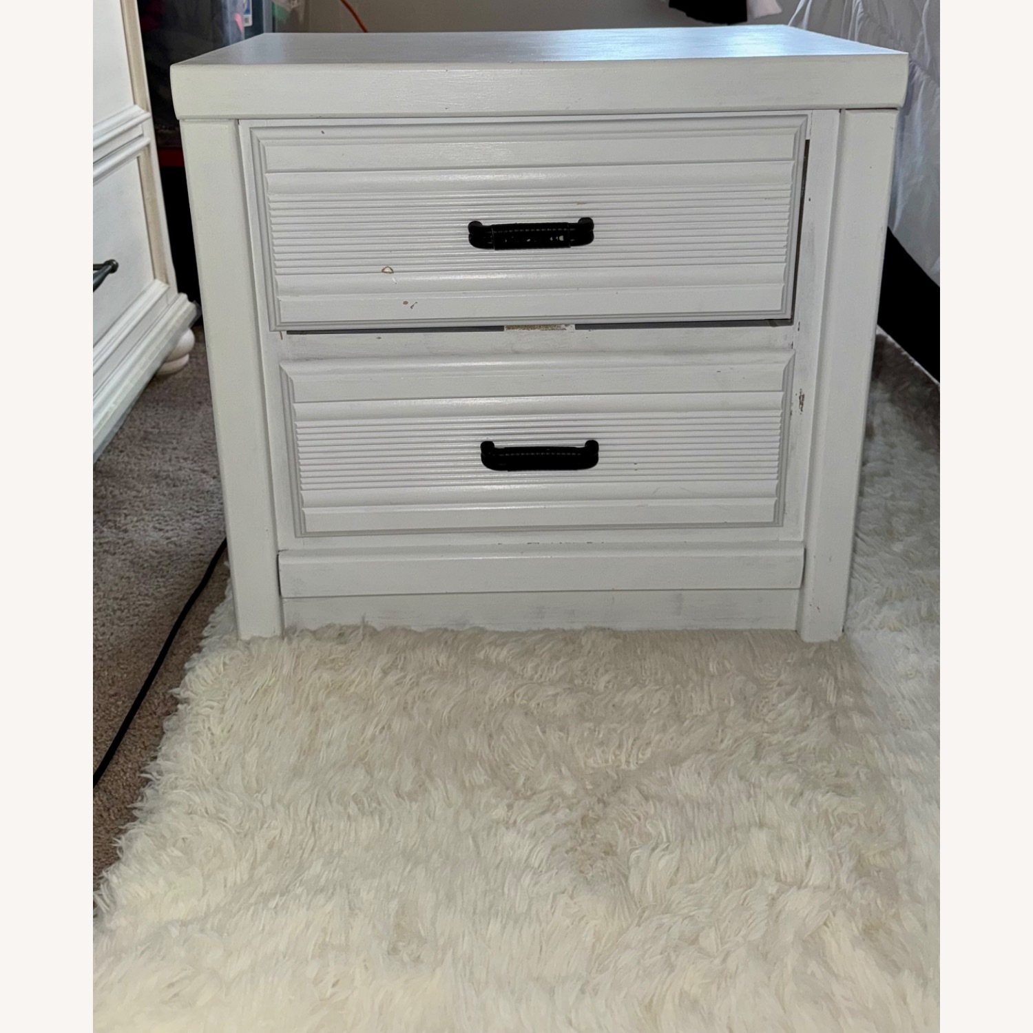 Vintage Two Drawer White Nightstand - AptDeco