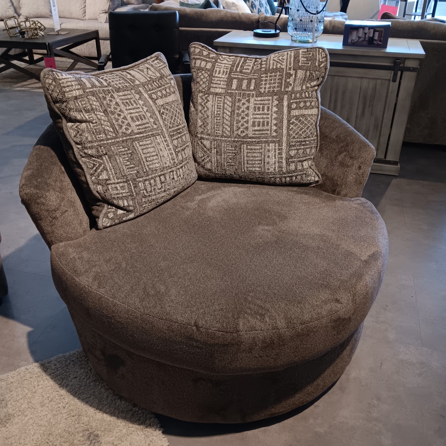 Soletren Swivel Barrel Chair - AptDeco