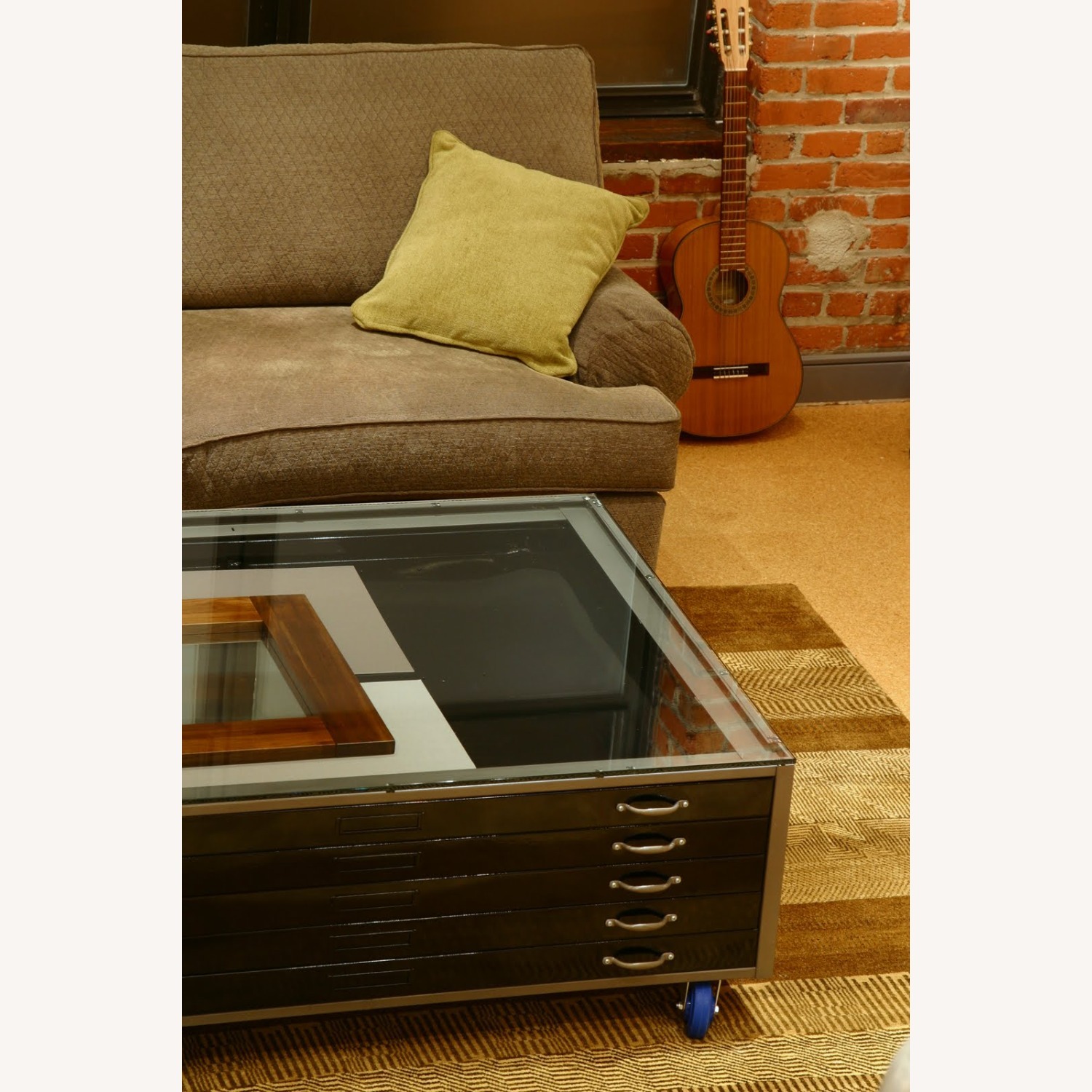 Vintage/Antique Black Metal Coffee Table - AptDeco