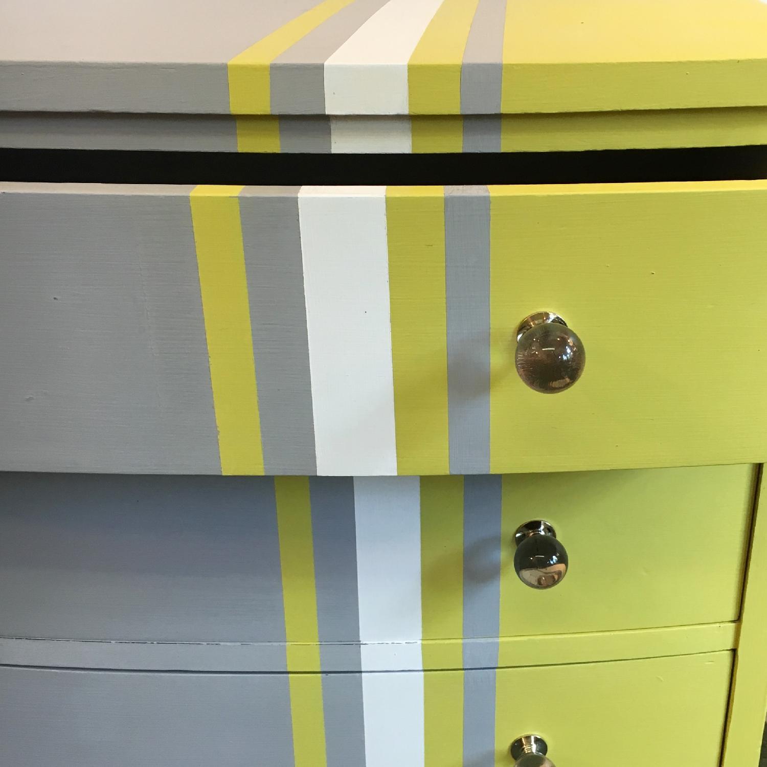 Custom Painted Striped Chest of Drawers - AptDeco