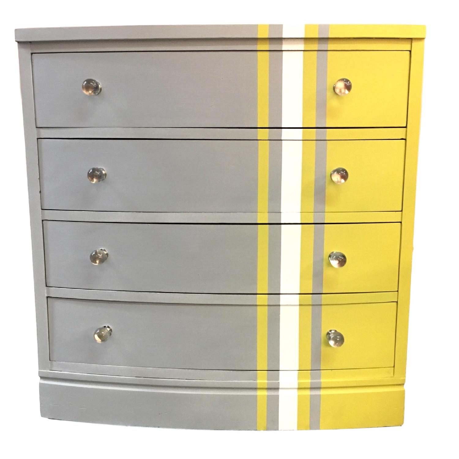 Custom Painted Striped Chest of Drawers - AptDeco