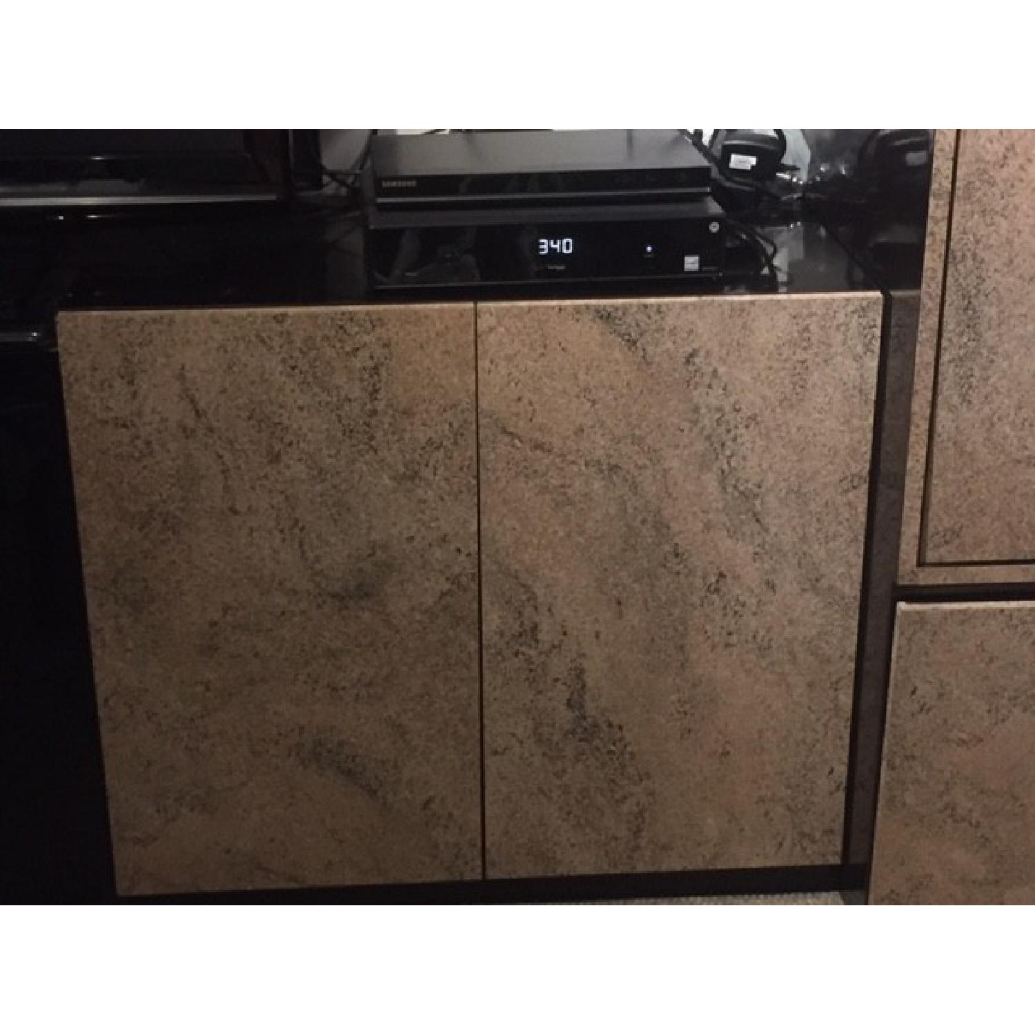 3 Piece Custom Black Lacquer/Formica Entertainment Wall Unit - AptDeco