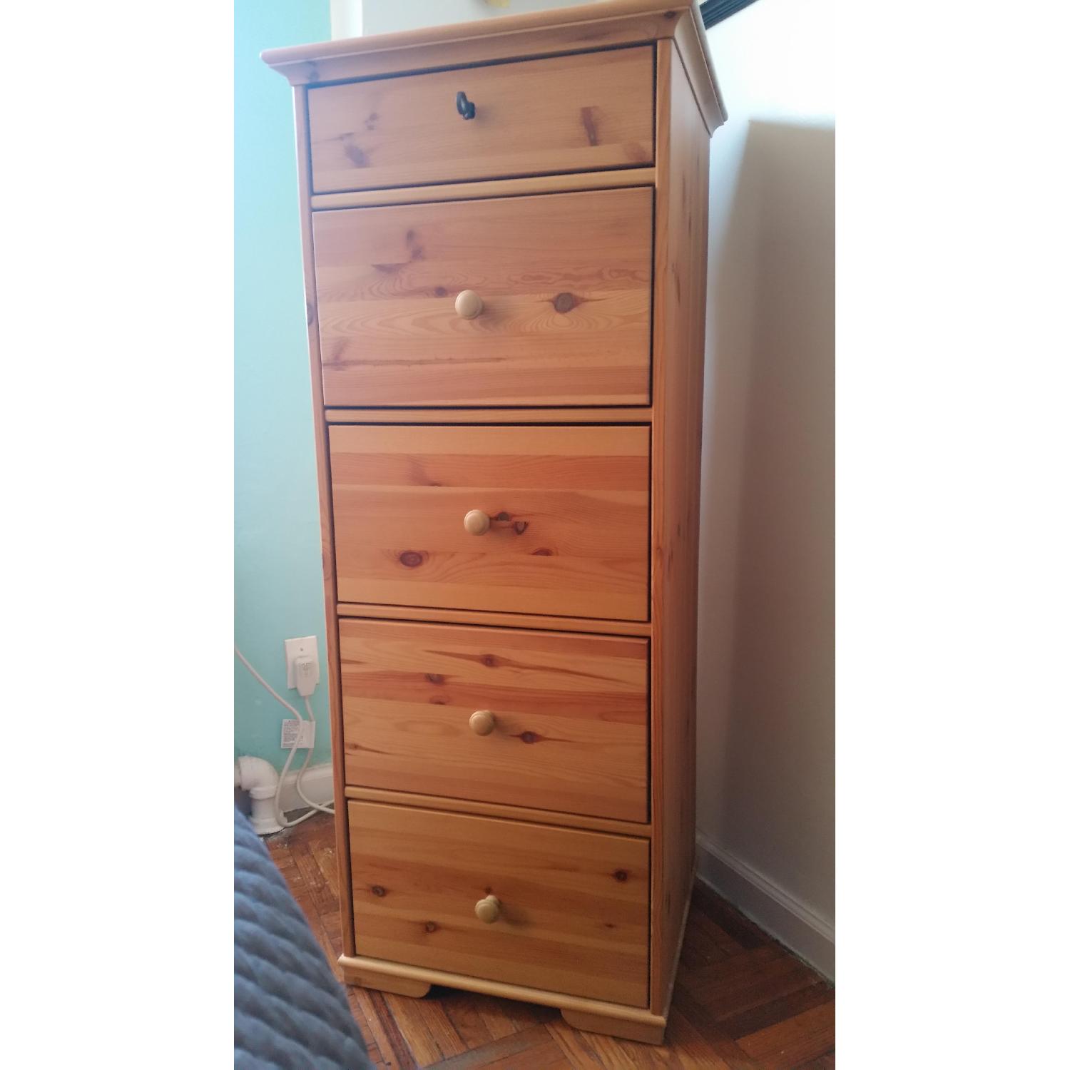 Ikea Hurdal Solid Hardwood 5 Drawer Chest - AptDeco