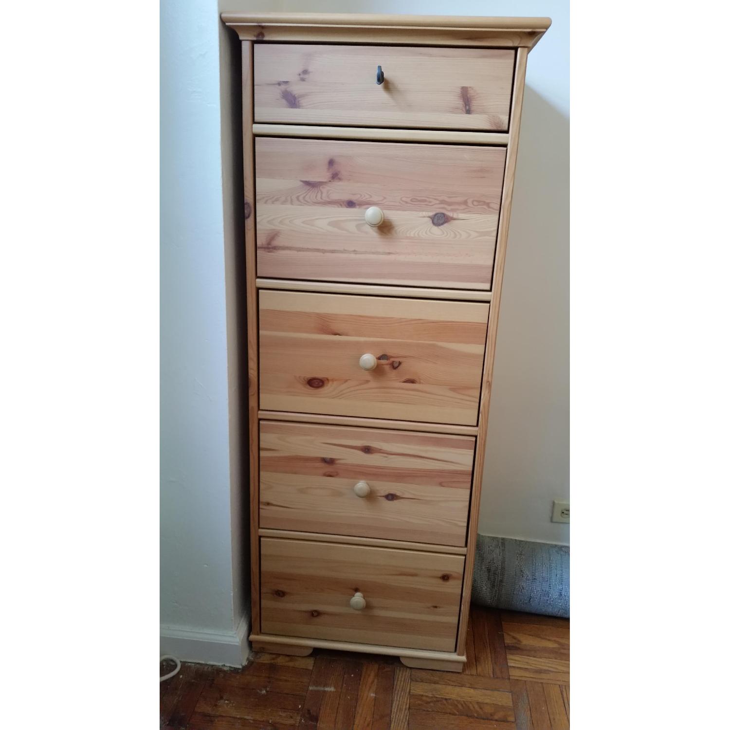 Ikea Hurdal Solid Hardwood 5 Drawer Chest - AptDeco