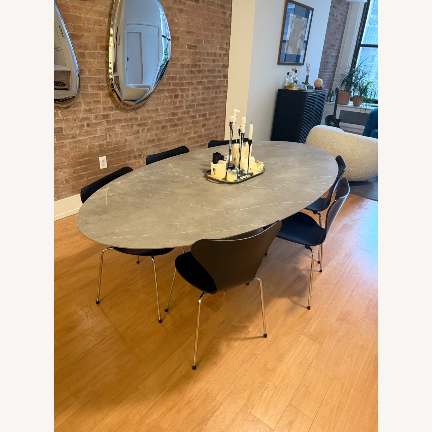 France and Son Taji Light Gray Dining Table - AptDeco