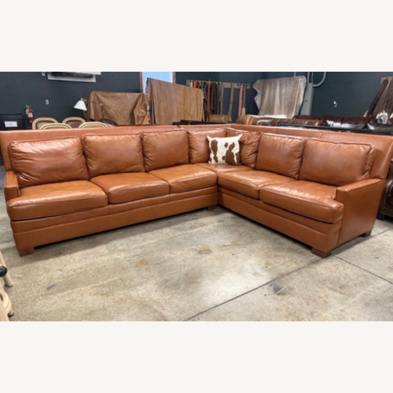 Vanguard Furniture Down Filled Leather Sectional - AptDeco