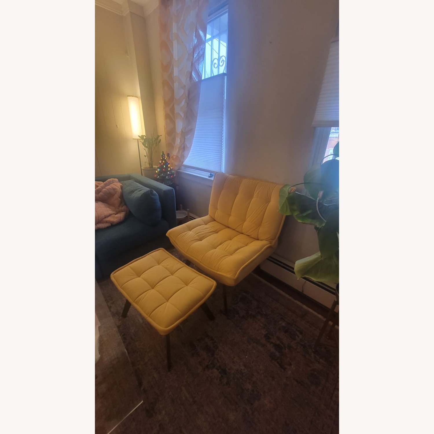 Mustard Yellow Lounge Chair and Ottoman - AptDeco