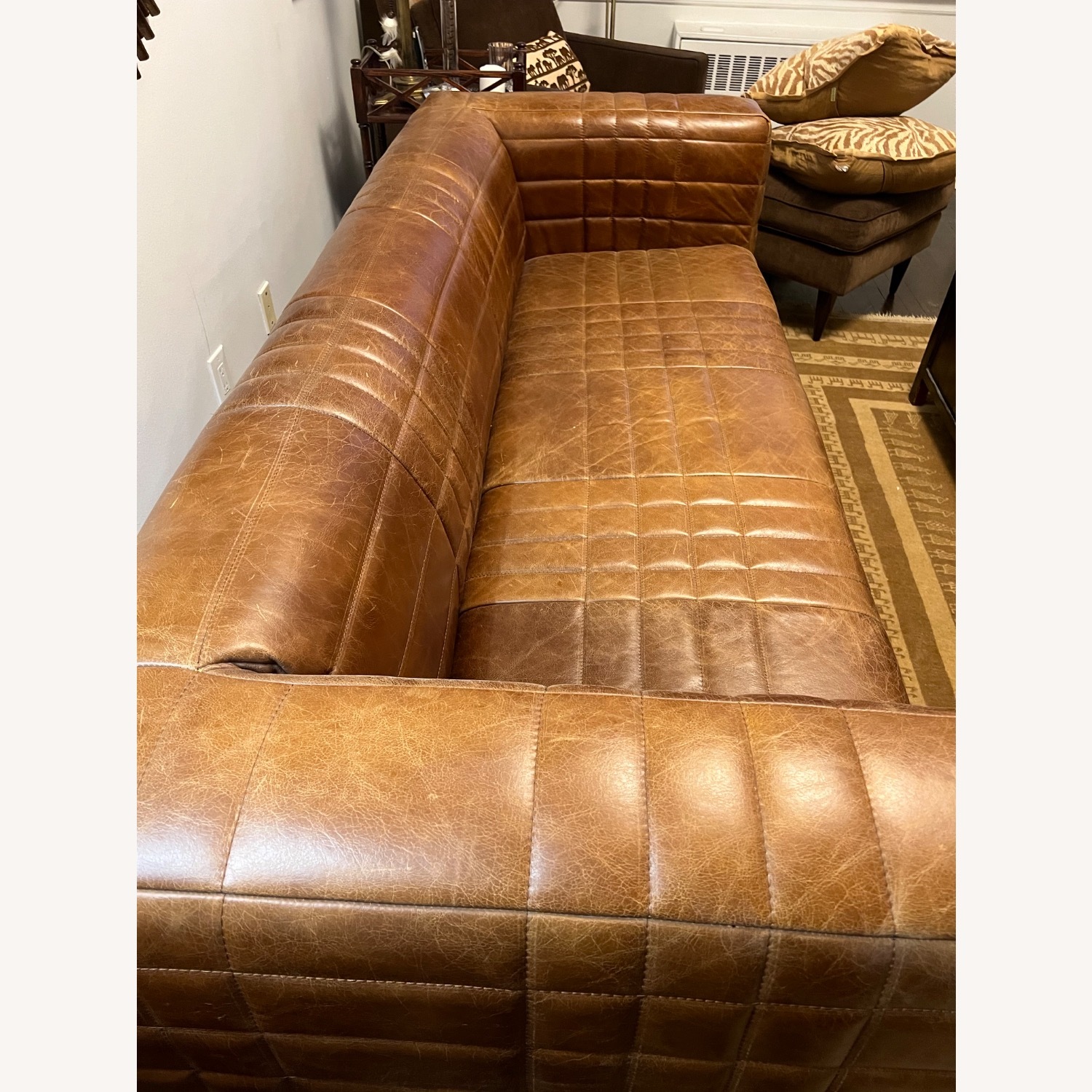 Rustic Leather Sofa - AptDeco