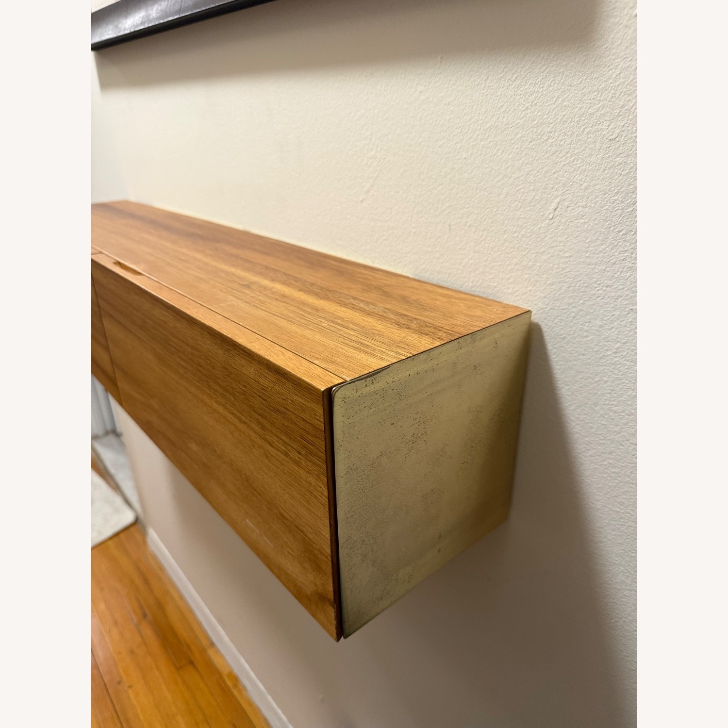 CB2 Acacia Light Brown Wood Wall Shelf - AptDeco