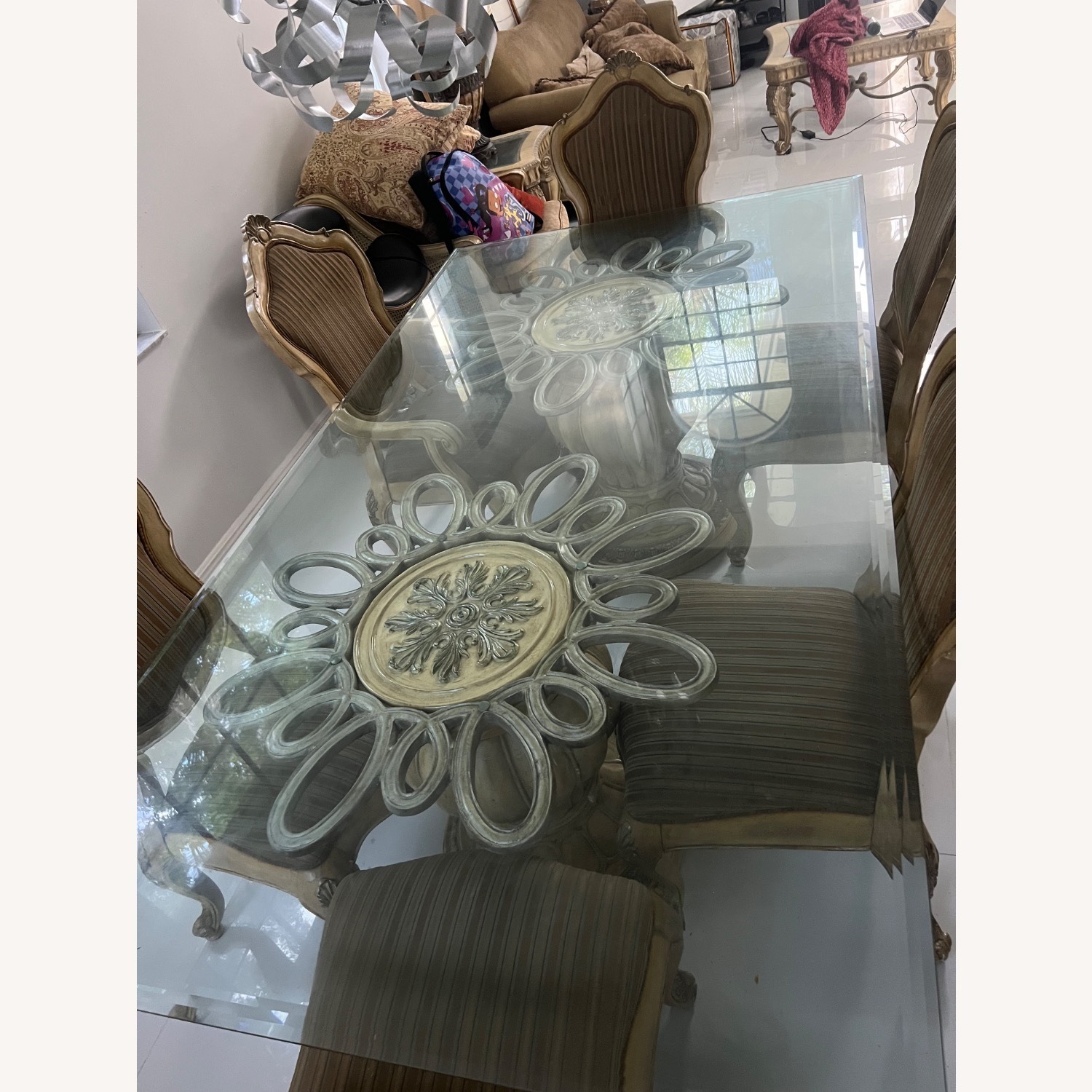 Glass Dining Table and 6 Chairs - AptDeco