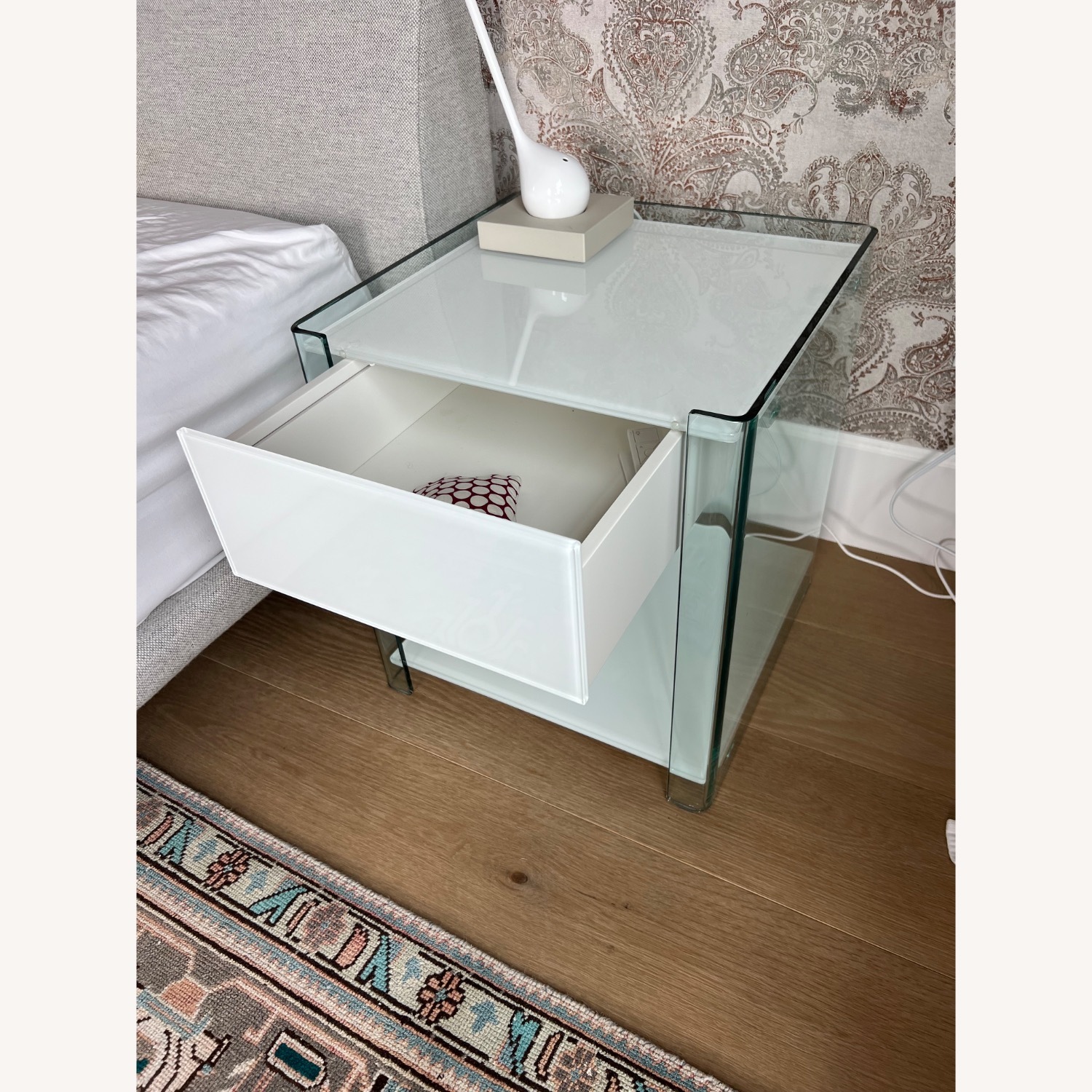 FIAM Italia Milo White Glass Side Tables - AptDeco