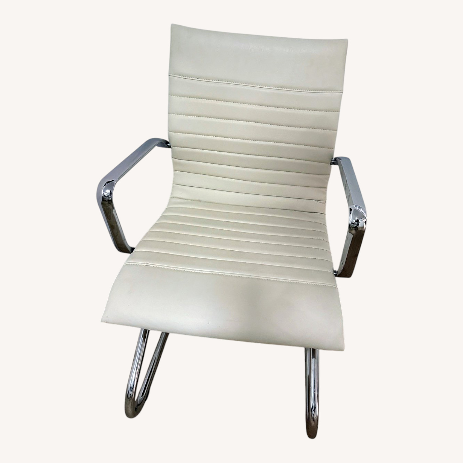 Scan Design Furniture White Leather Accent Chairs - AptDeco