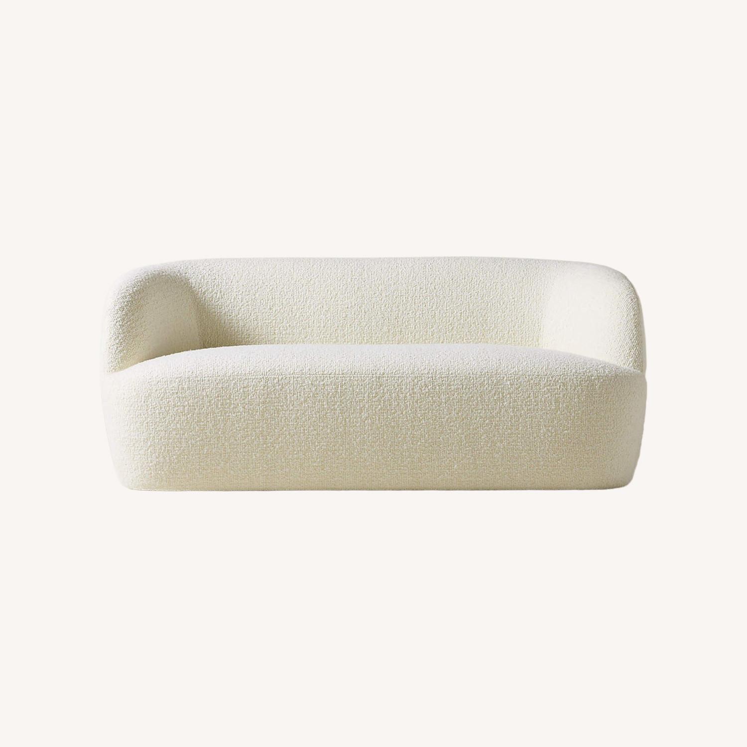 CB2 Goop White Fabric Loveseat - AptDeco