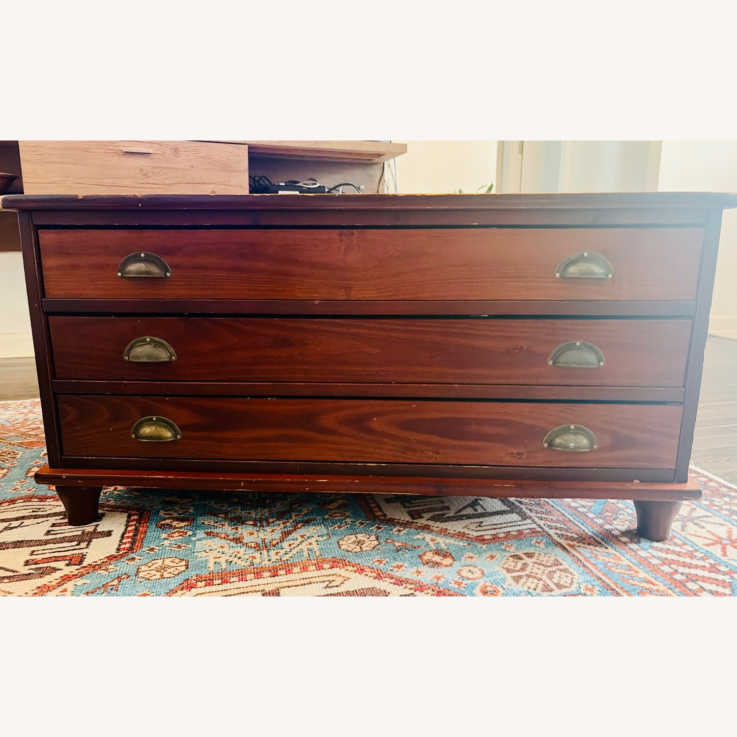 Pier 1 Anywhere Tuscan Coffee Table W Storage - 3 Drawers - AptDeco