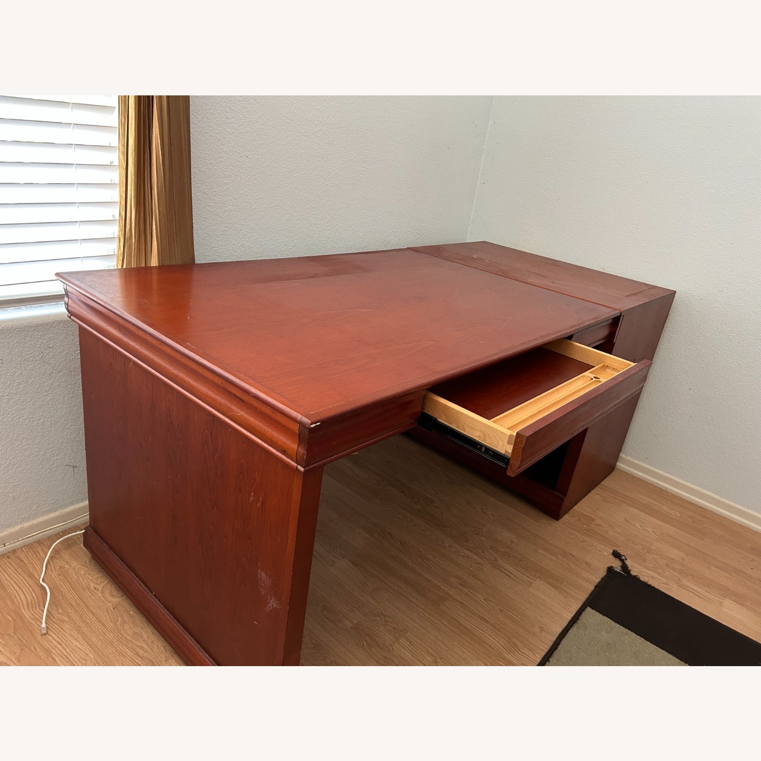 Vintage Cherry Wood Executive Desk W Return - AptDeco