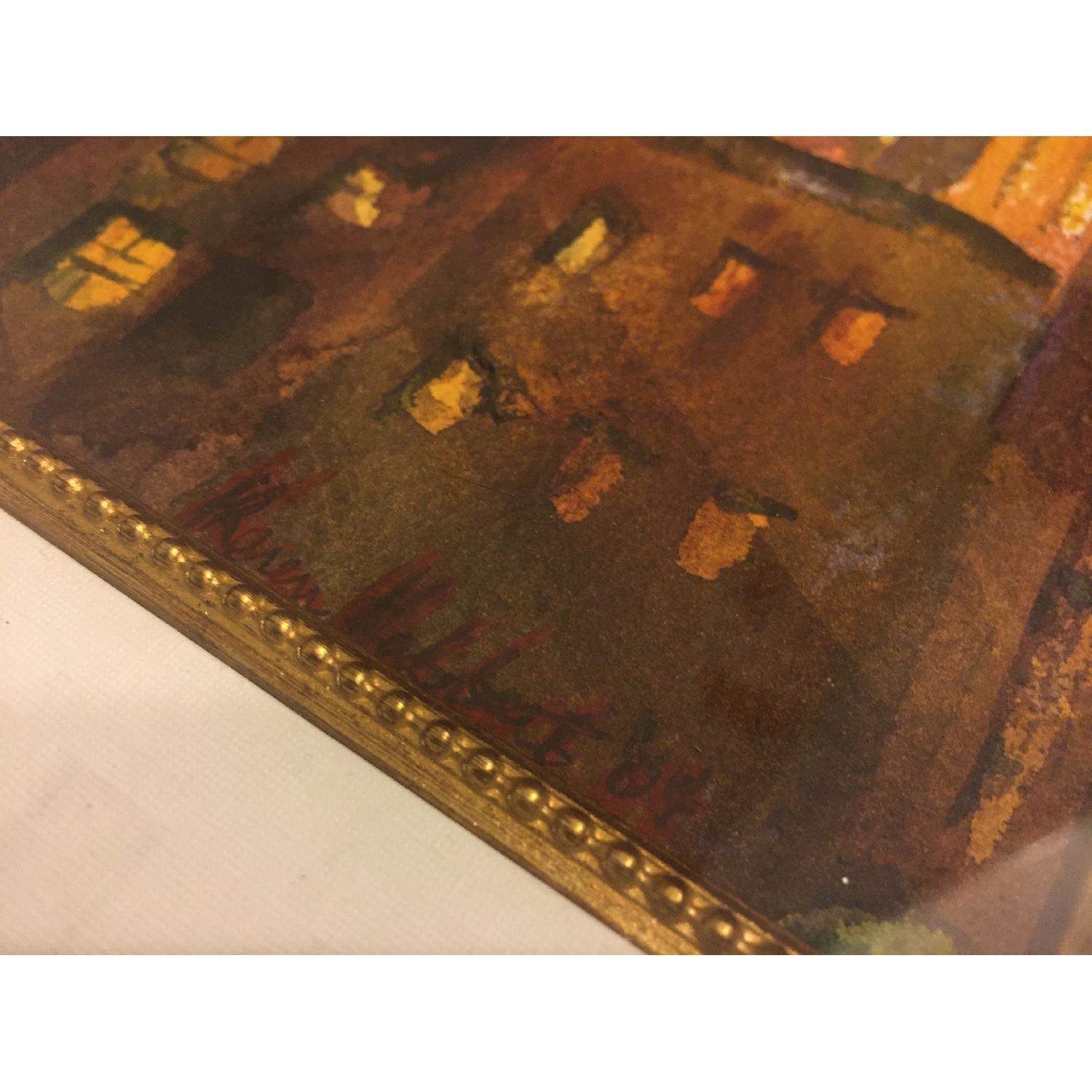 Karen Halbert NYC Painting w/ Gold Frame - AptDeco