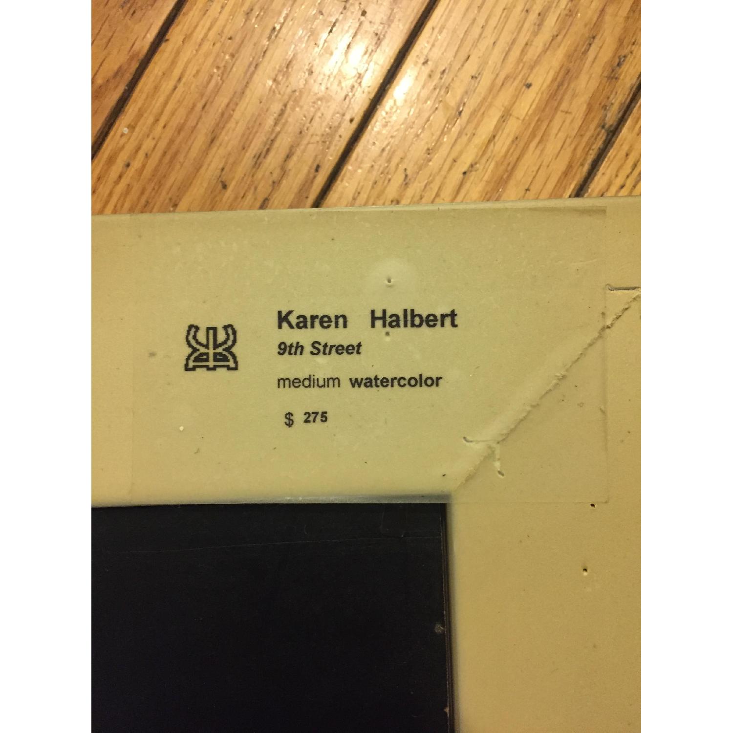 Karen Halbert NYC Painting w/ Gold Frame - AptDeco