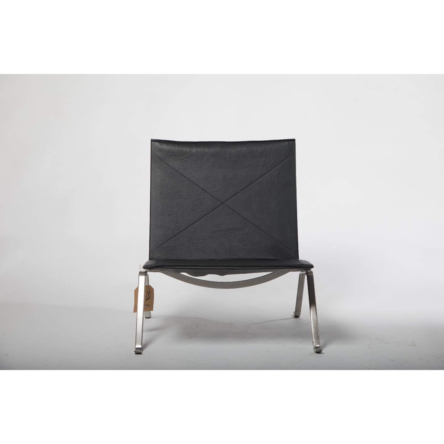 Organic Modernism Meso Black Leather Lounge Chair - AptDeco