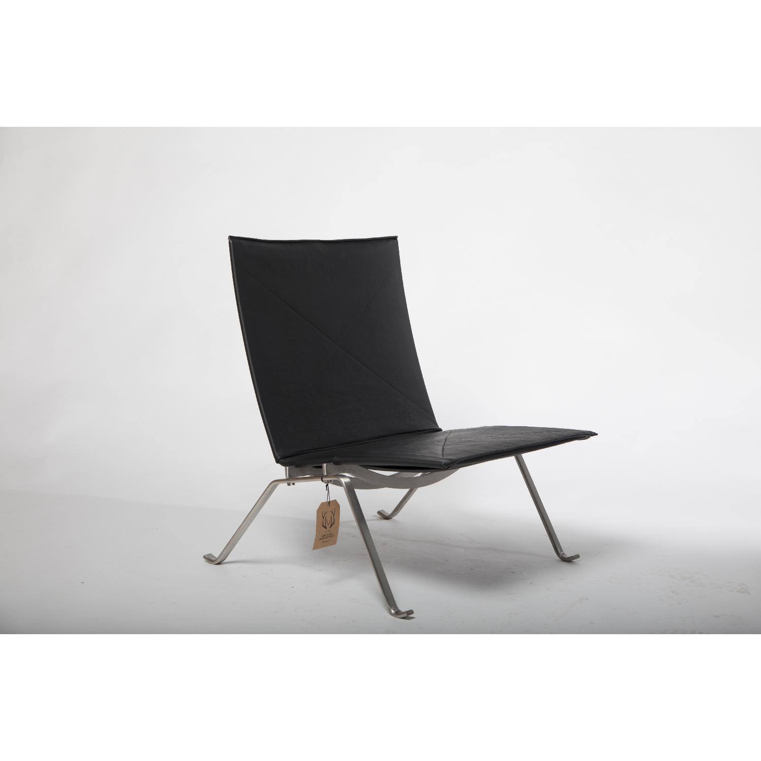 Organic Modernism Meso Black Leather Lounge Chair - AptDeco