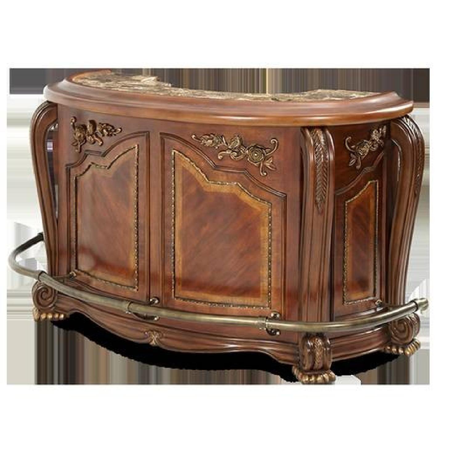 Michael Amini Bar with 2 Barstools - AptDeco