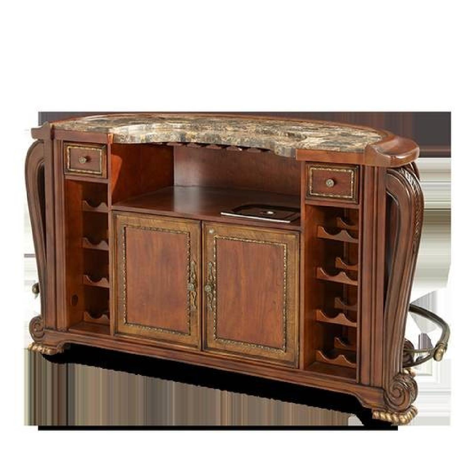 Michael Amini Bar with 2 Barstools - AptDeco