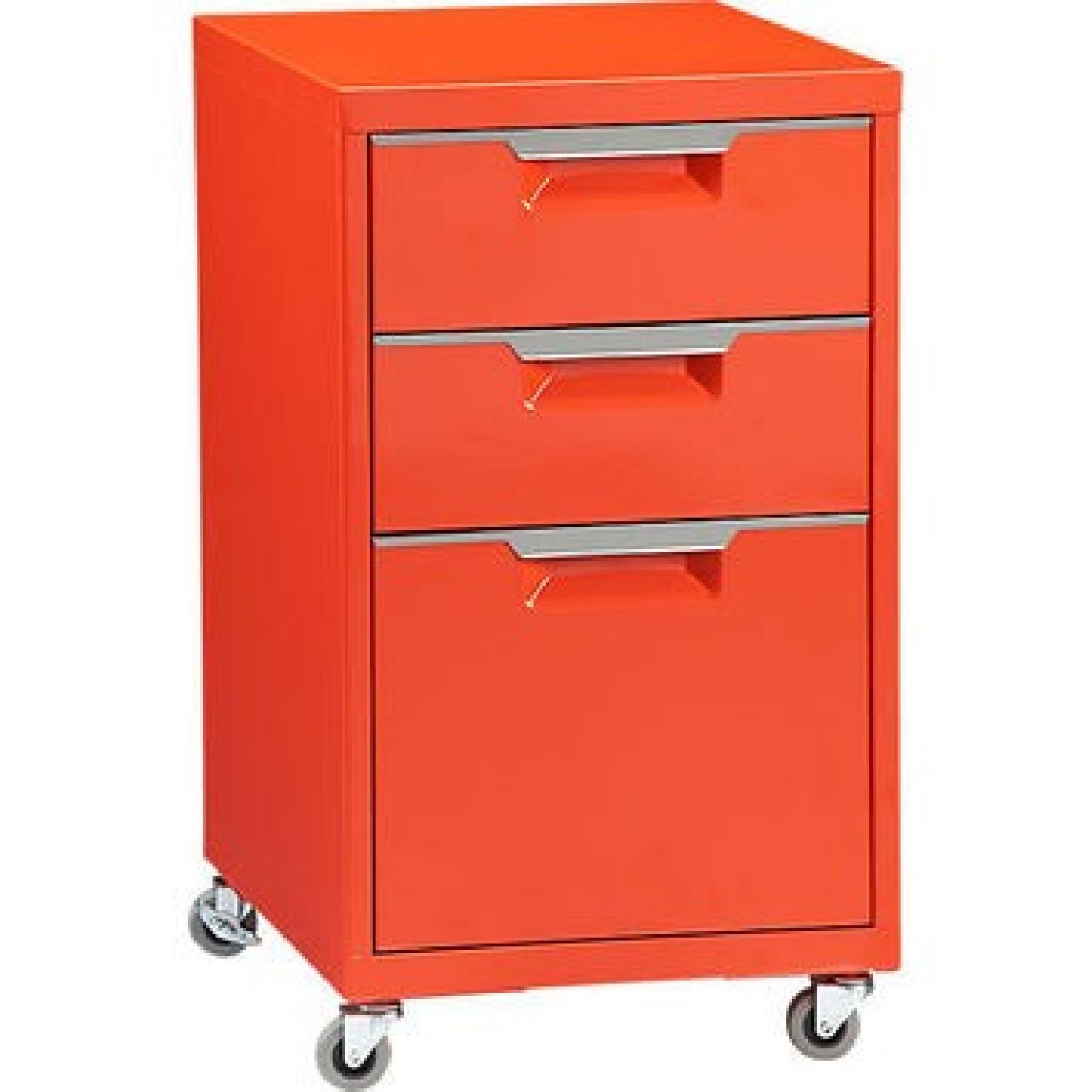 CB2 Bright Orange 3-Drawer Filing Cabinet - AptDeco
