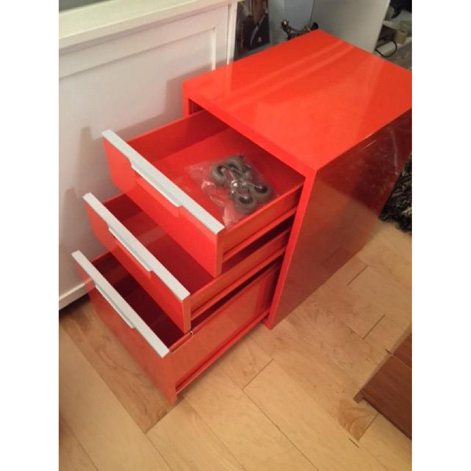 CB2 Bright Orange 3-Drawer Filing Cabinet - AptDeco