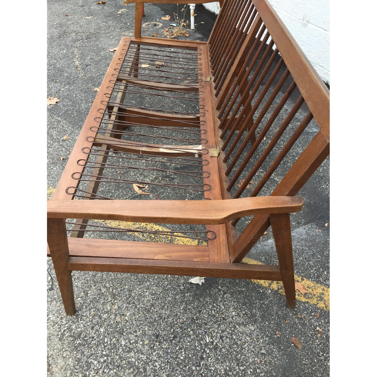 Vintage Wood Frame Sofa + Armchair - AptDeco