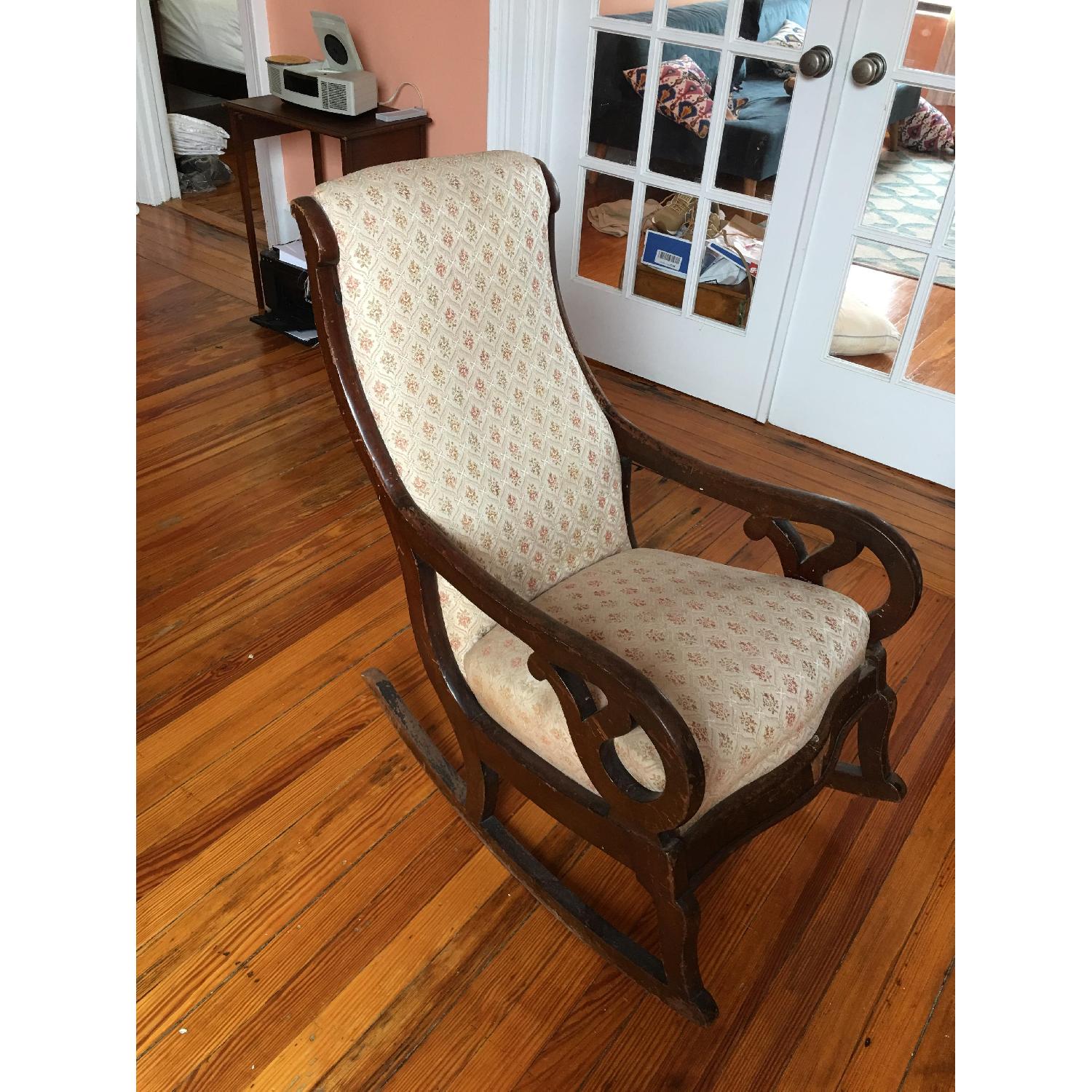 Antique Upholstered Rocker - AptDeco