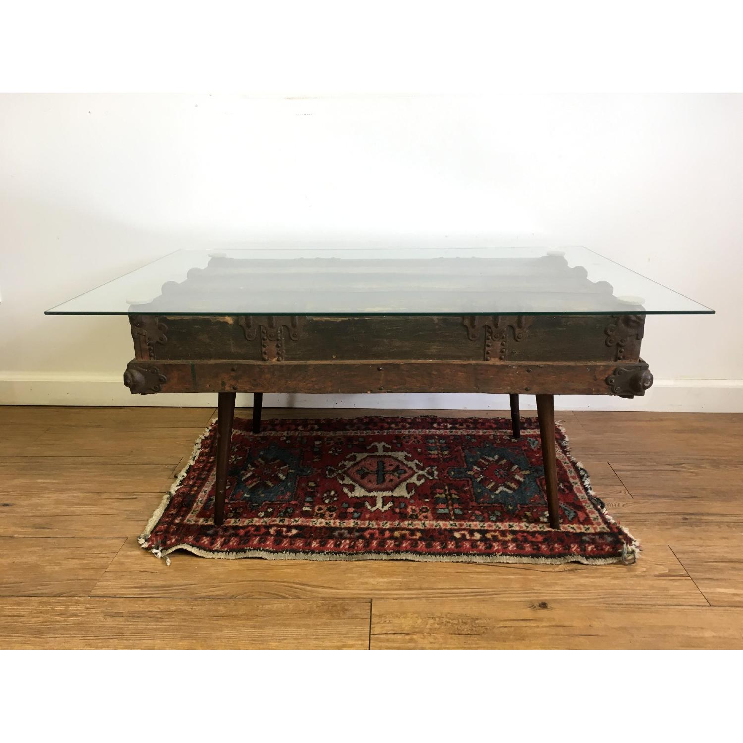Vintage Steamer Trunk Top Coffee Table - AptDeco
