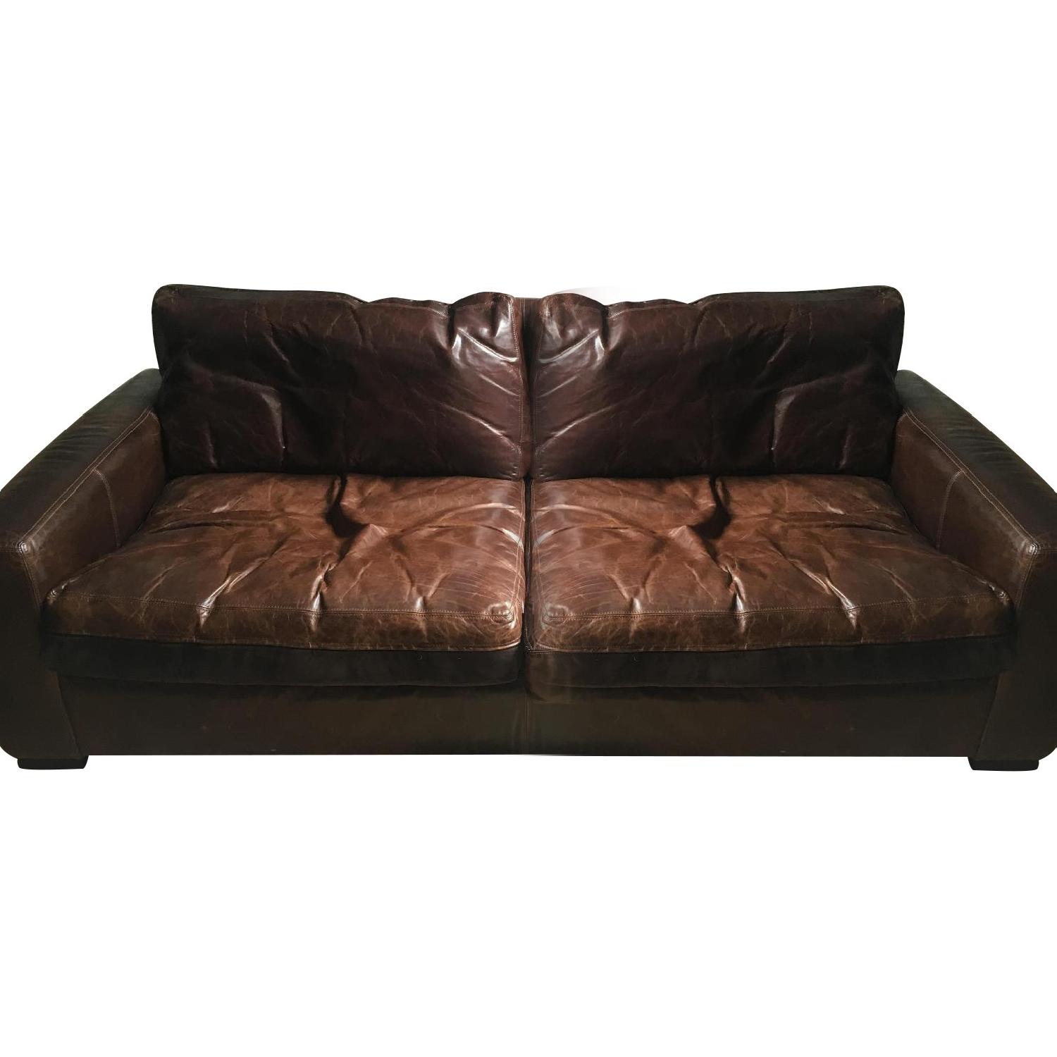 Restoration Hardware Maxwell Collection Leather Sofa - AptDeco