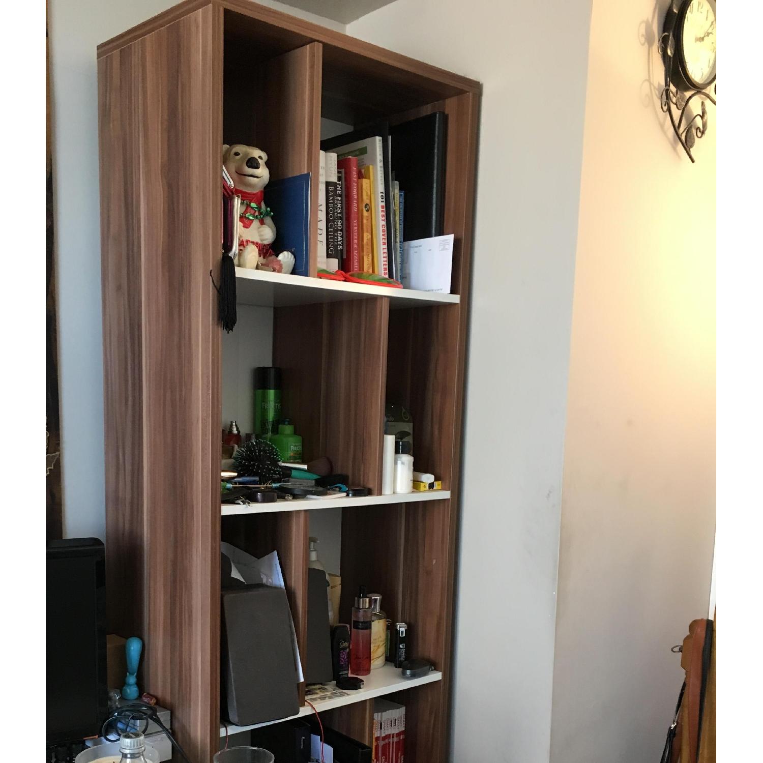 Brown Oak Bookcase - AptDeco