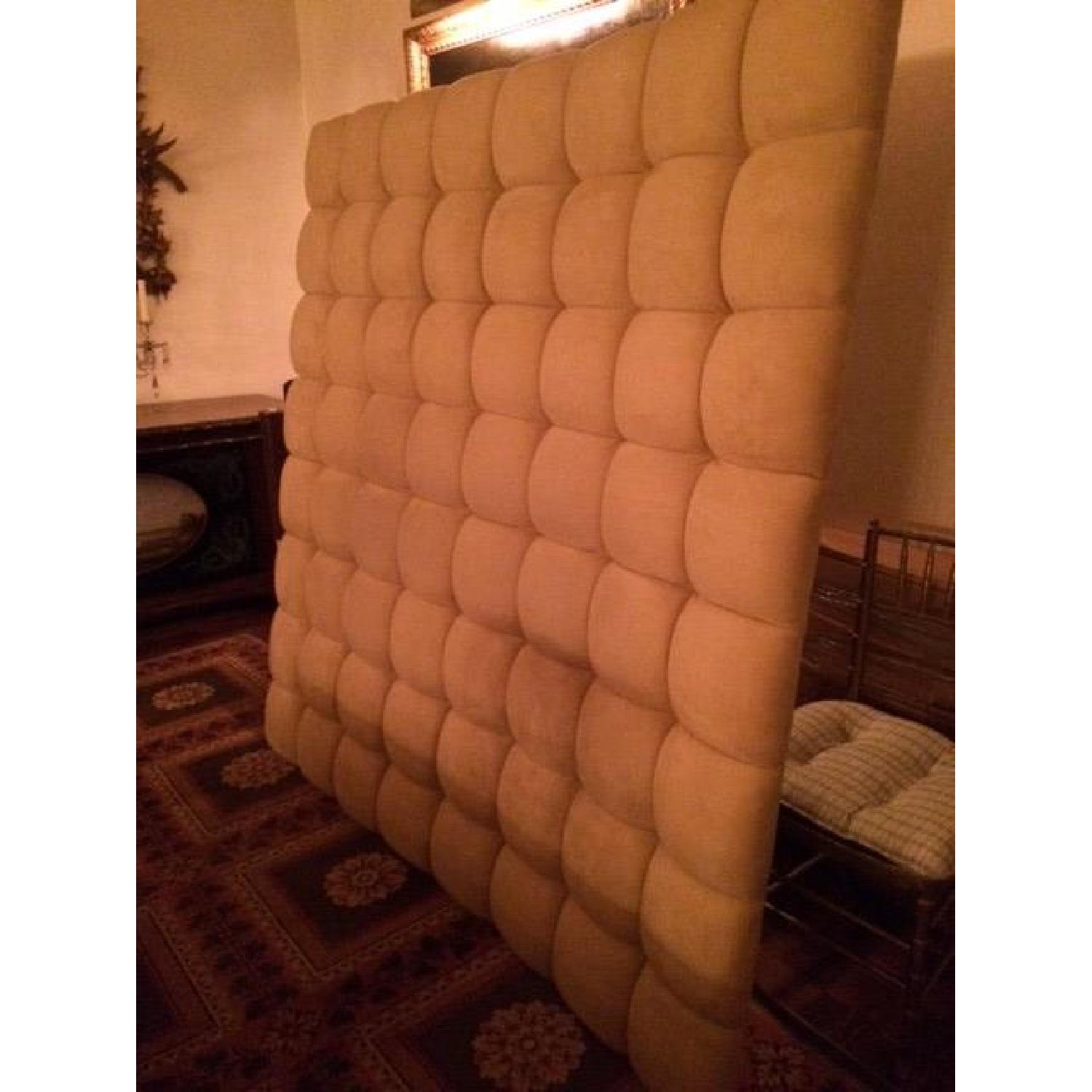 Nancy Corzine Beige Oslo Suede Headboard - AptDeco