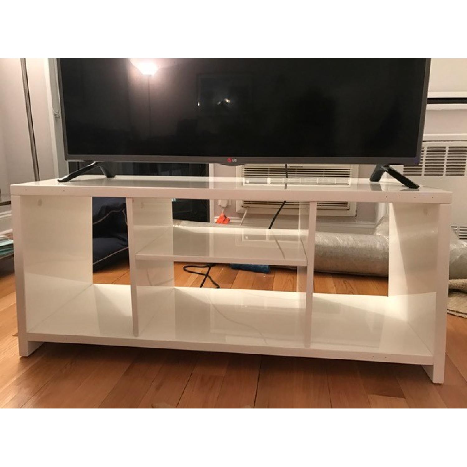 CB2 White TV Stand/Storage Unit - AptDeco