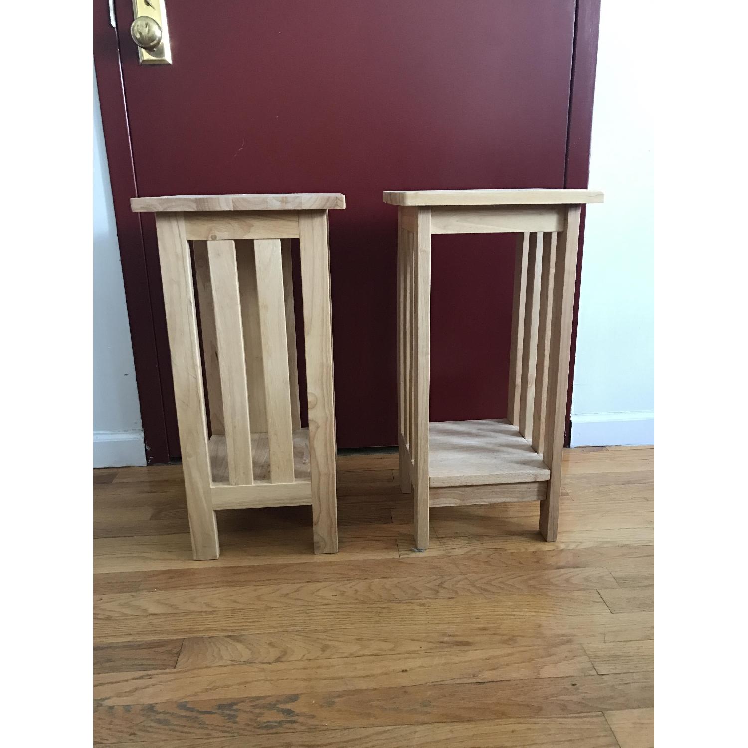 Slotted Wood Side Tables - AptDeco
