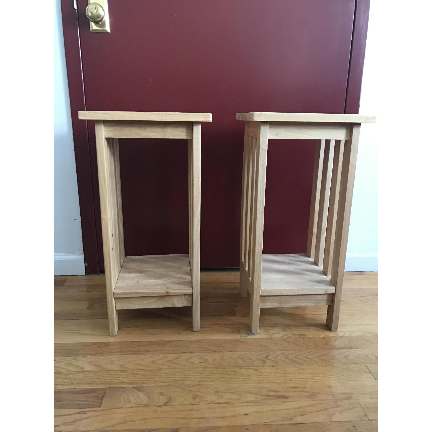 Slotted Wood Side Tables - AptDeco