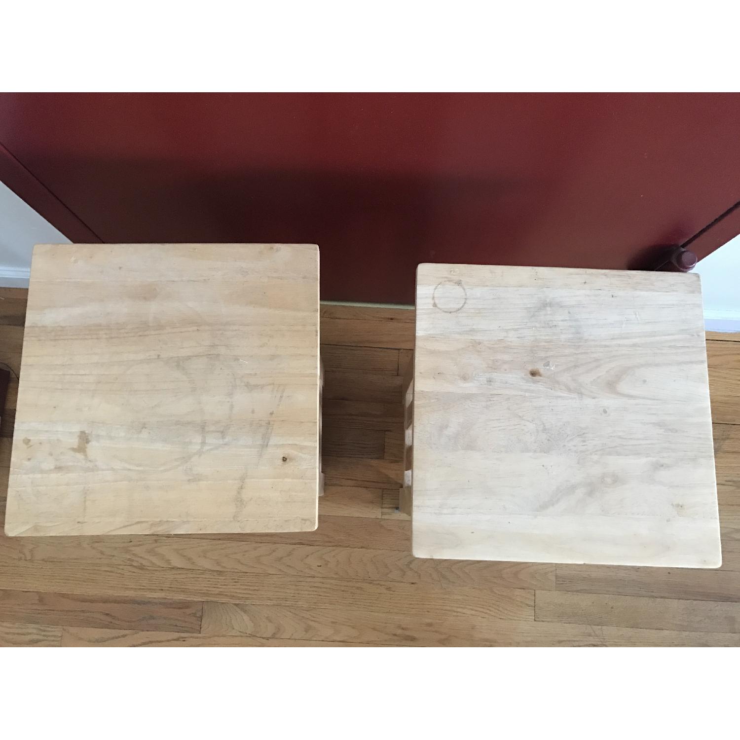 Slotted Wood Side Tables - AptDeco