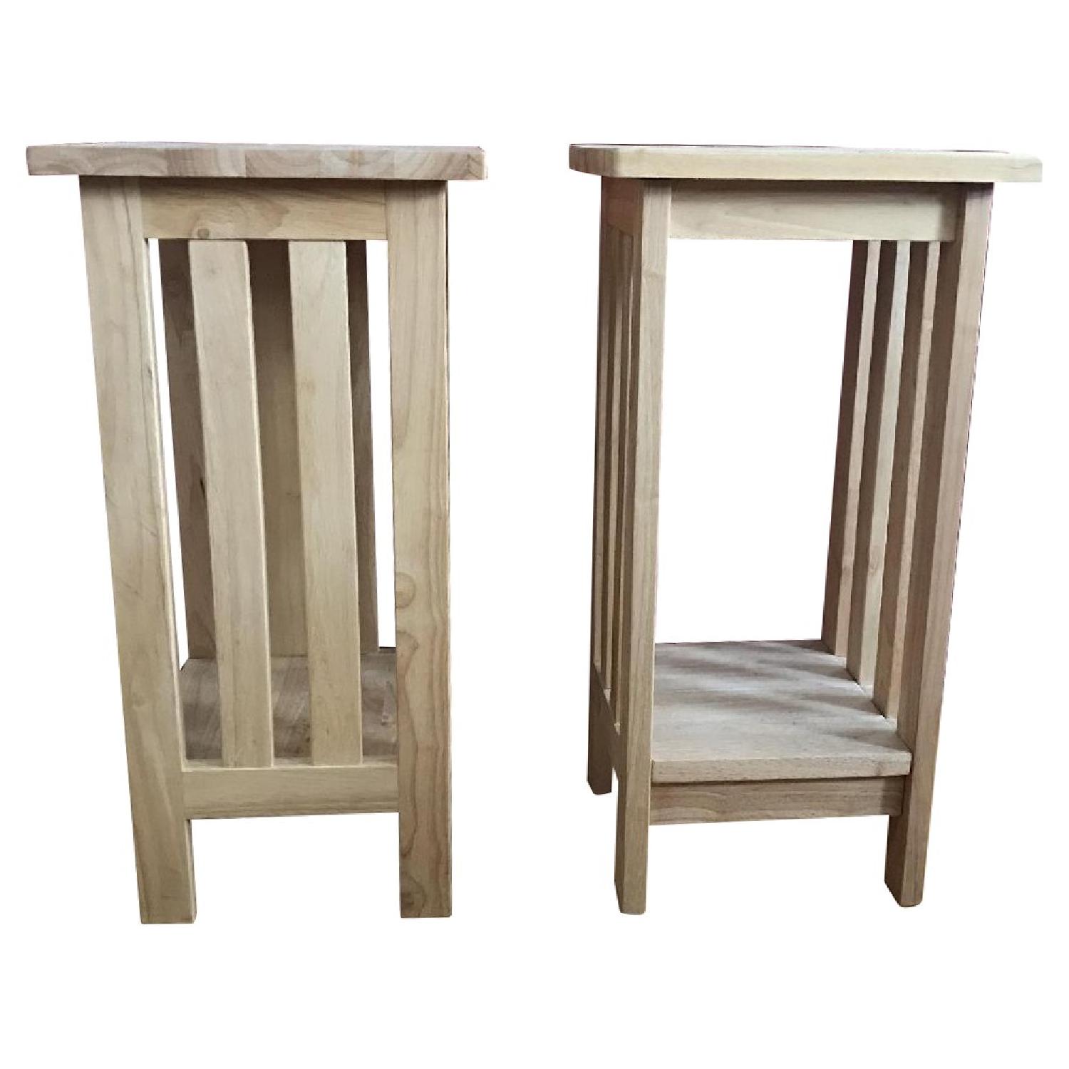 Slotted Wood Side Tables - AptDeco