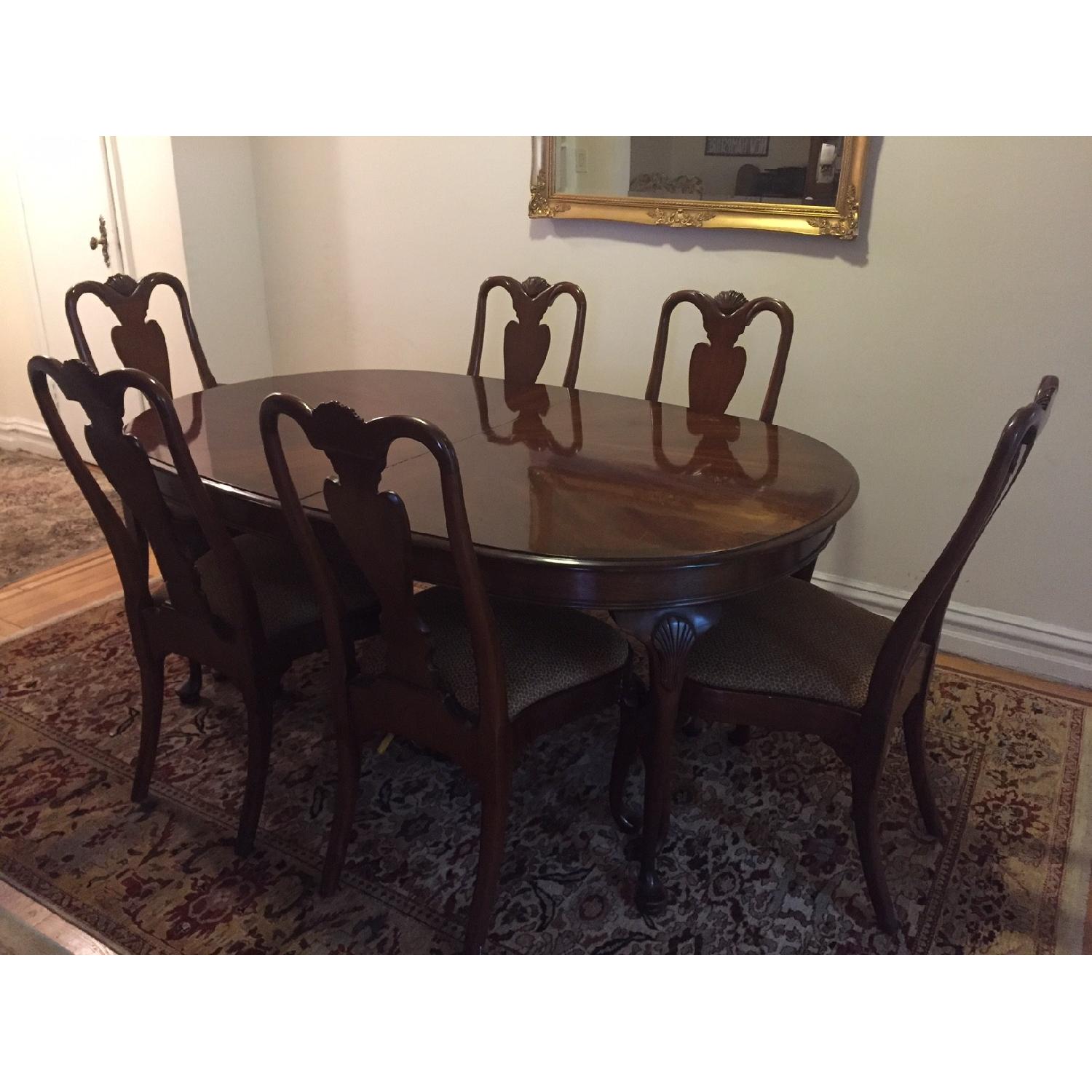 Solid Cherry Dining Room Table w/ 6 Chairs & Two Leaves - AptDeco